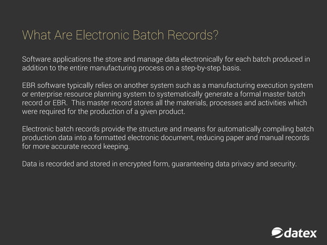Basics of EBR: What Are Electronic Batch Records? | PDF