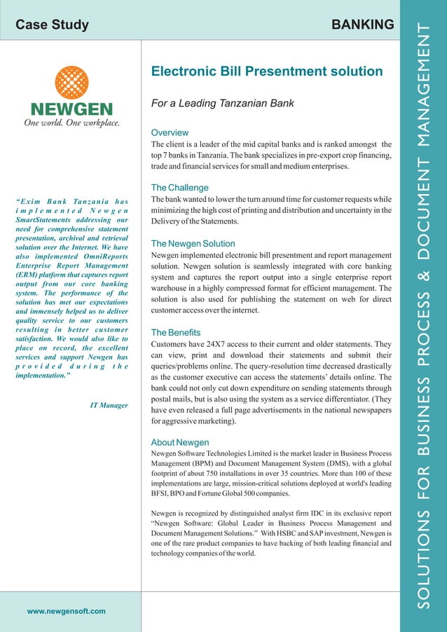 Electronic Bill Presentment Solution Pdf