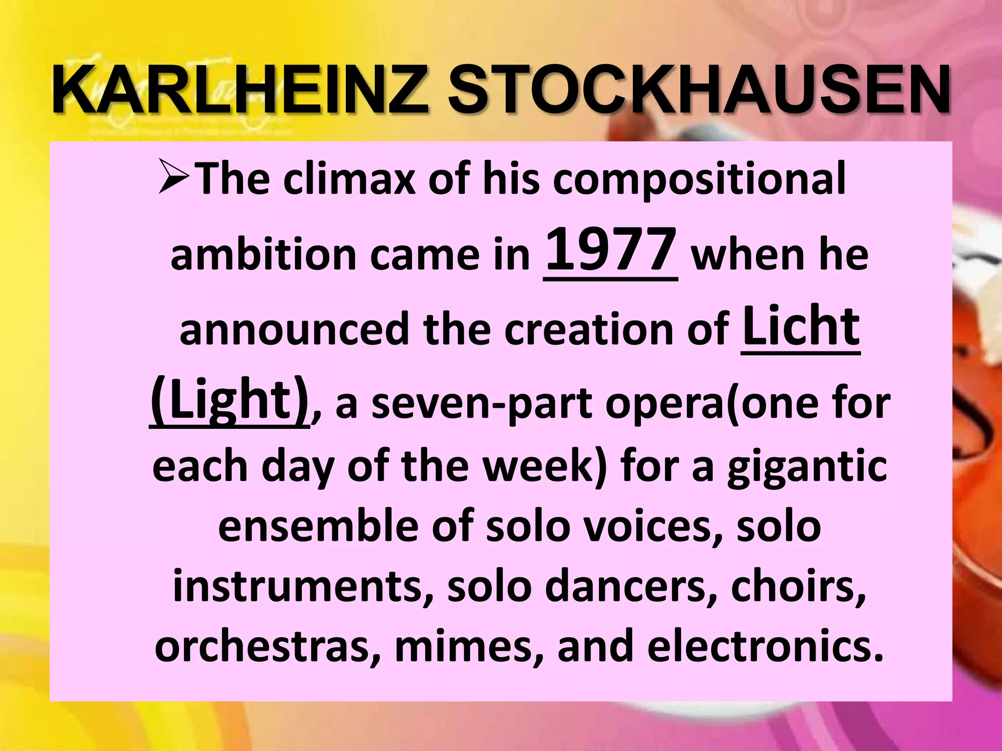 Electronic & chance music | PPTX | Classical Music | Music