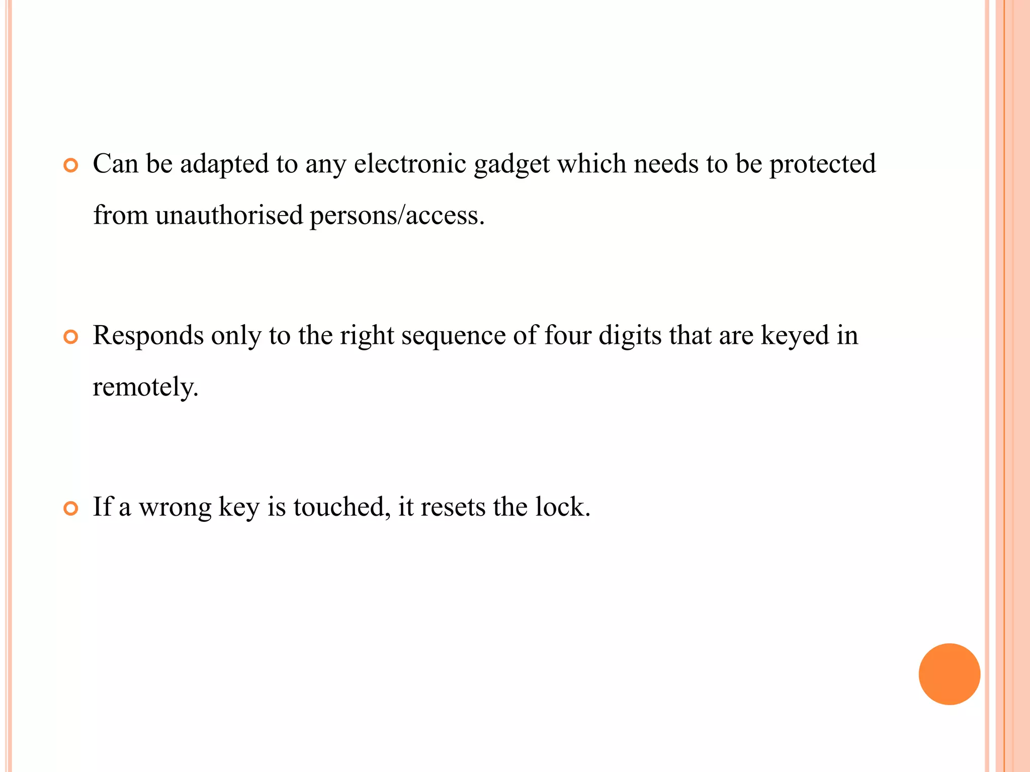Electronic Code Lock Device Pptx