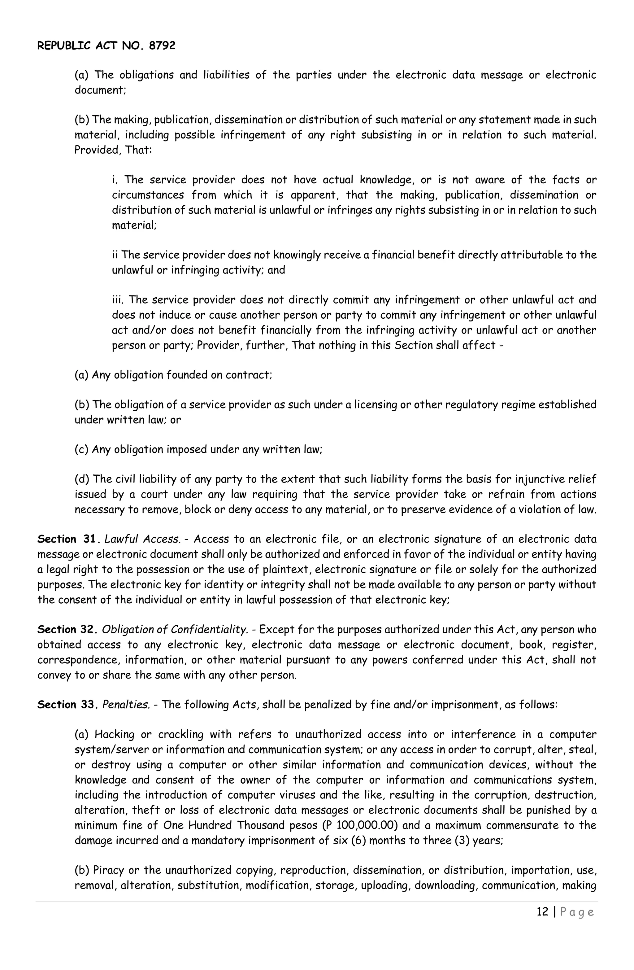 Electronic commerce act of 2000 | PDF