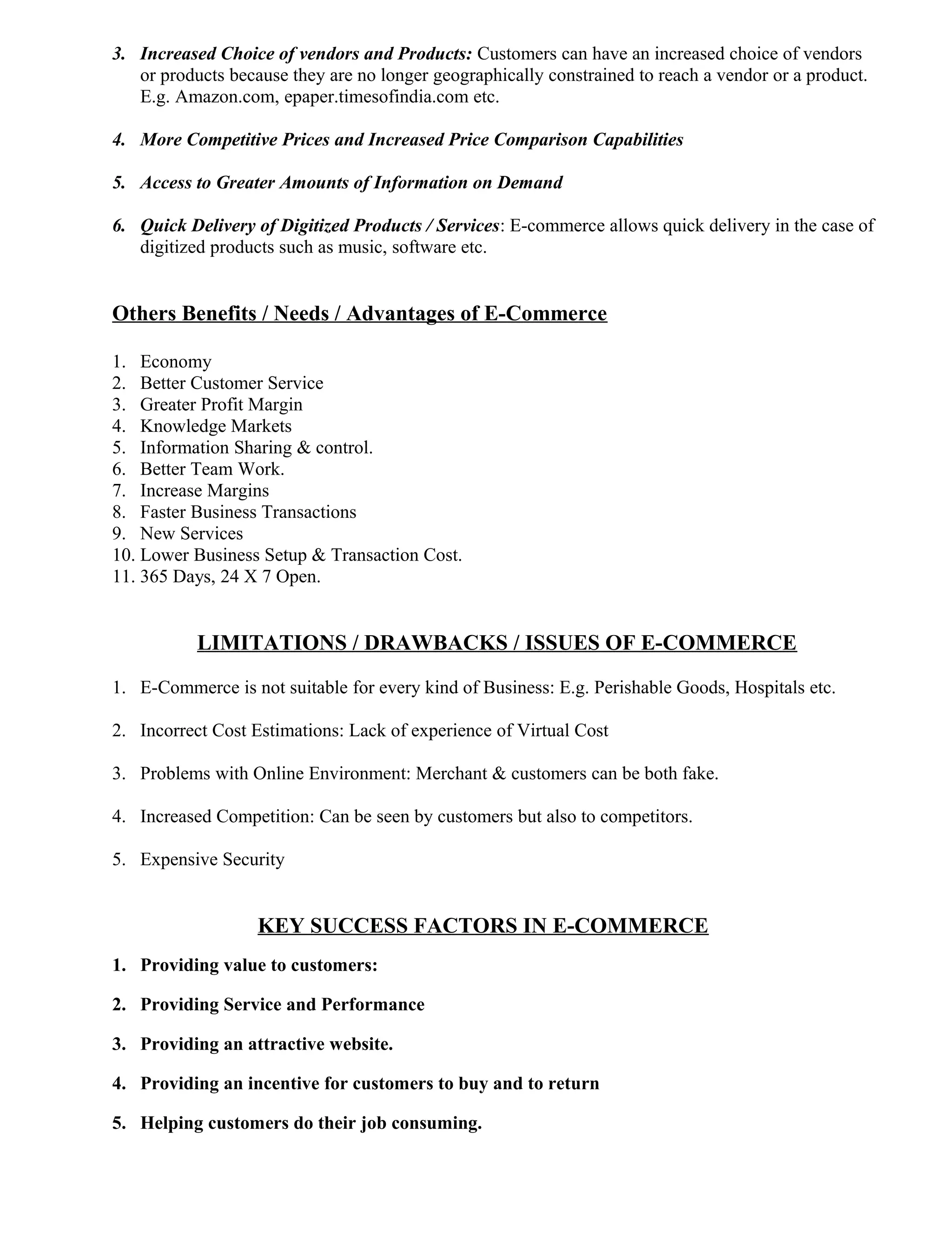 Full Notes on E-Commerce | Study Material for E-Commerce | DOC