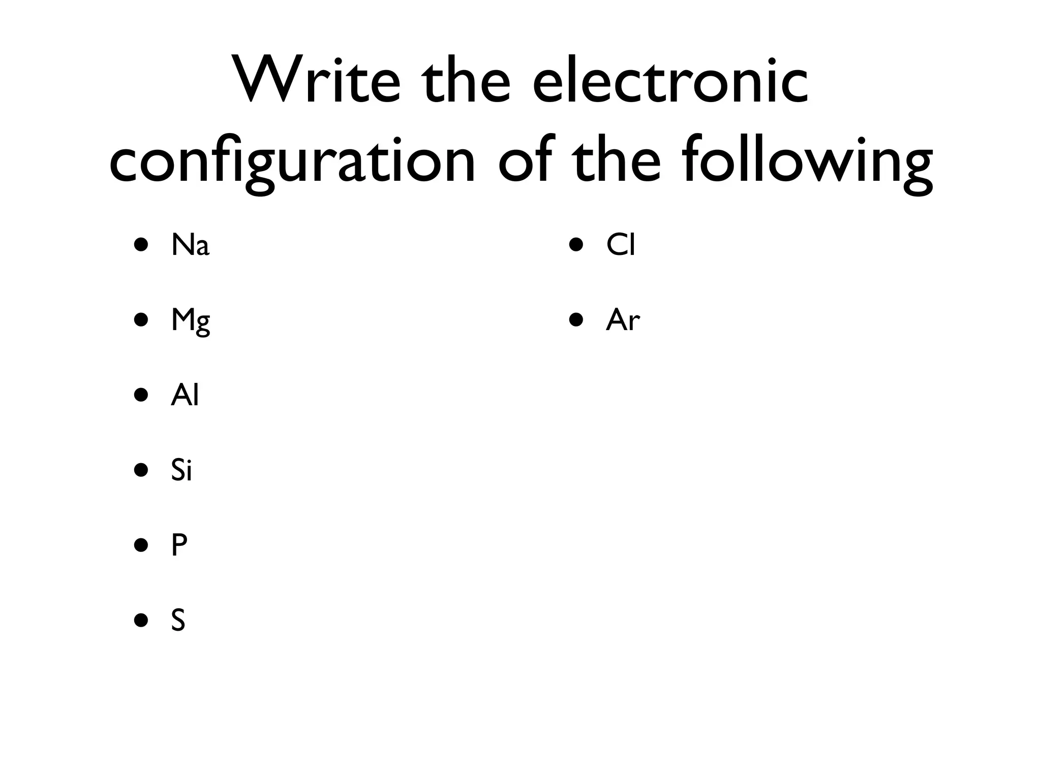Electronic configuration | KEY