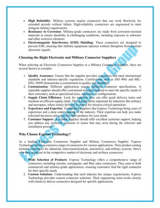 Electronic Connectors Suppliers and Military Connectors Supplier: A ...