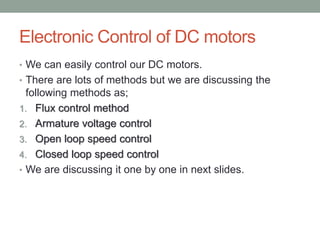 Electronic control of dc motors | PPTX