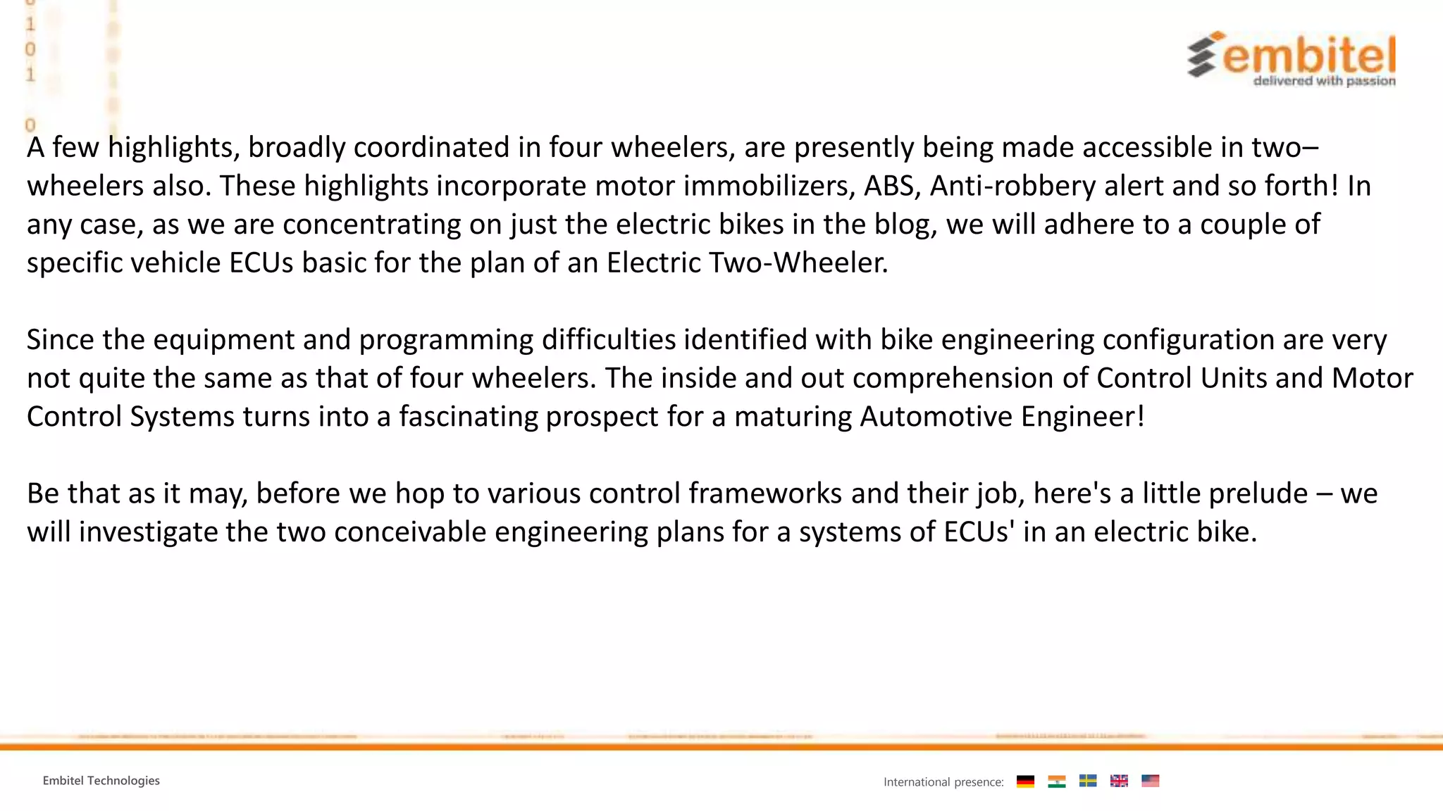 ECU: Electronic Control Units in Electric Two Wheeler | PPTX
