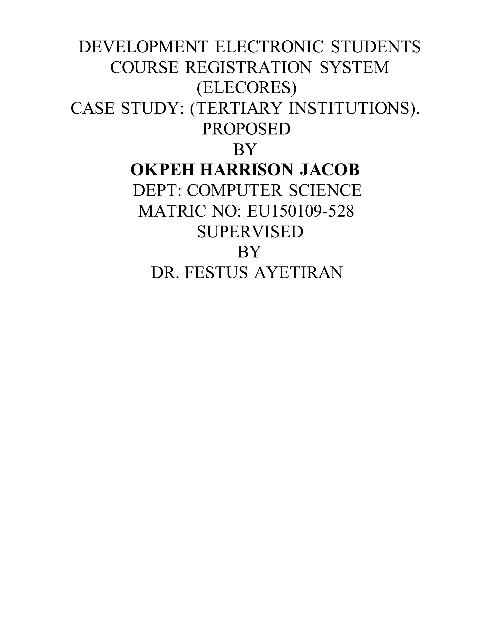 Electronic Student course registration System | DOCX