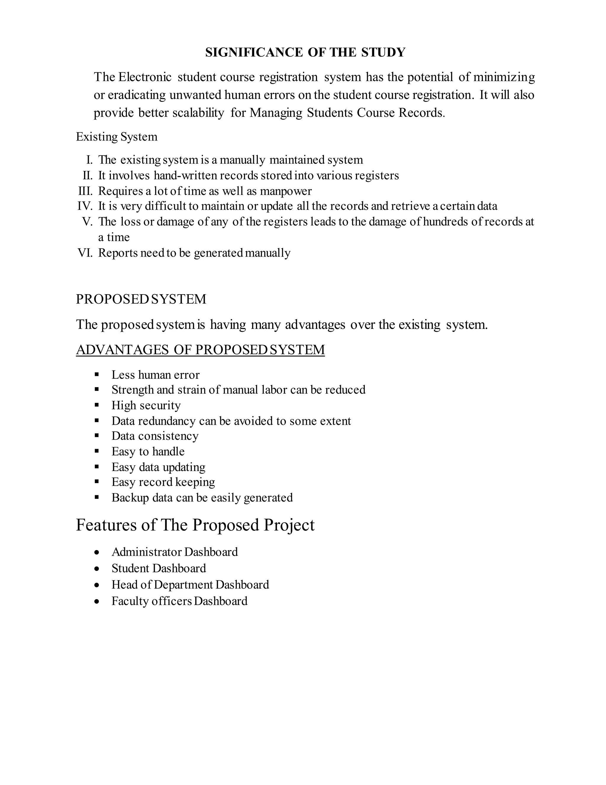 Electronic Student course registration System | DOCX