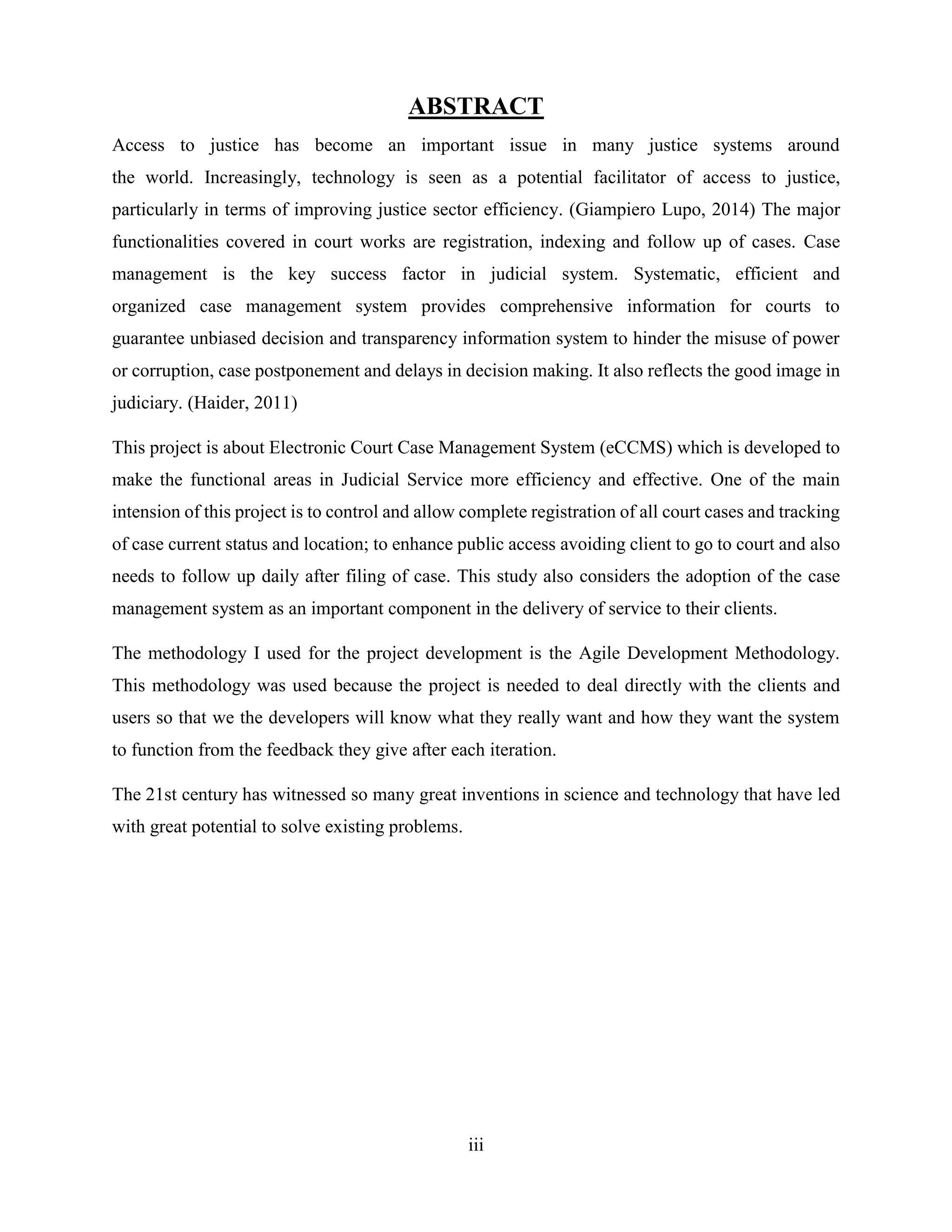 ELECTRONIC COURT CASE MANAGEMENT SYSTEM_Project | PDF