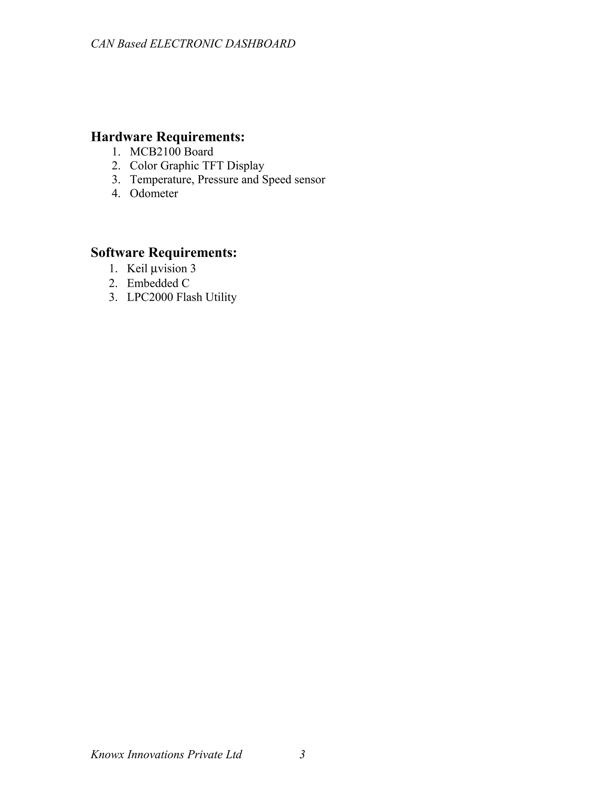 Electronic dashboard synopsis | DOC