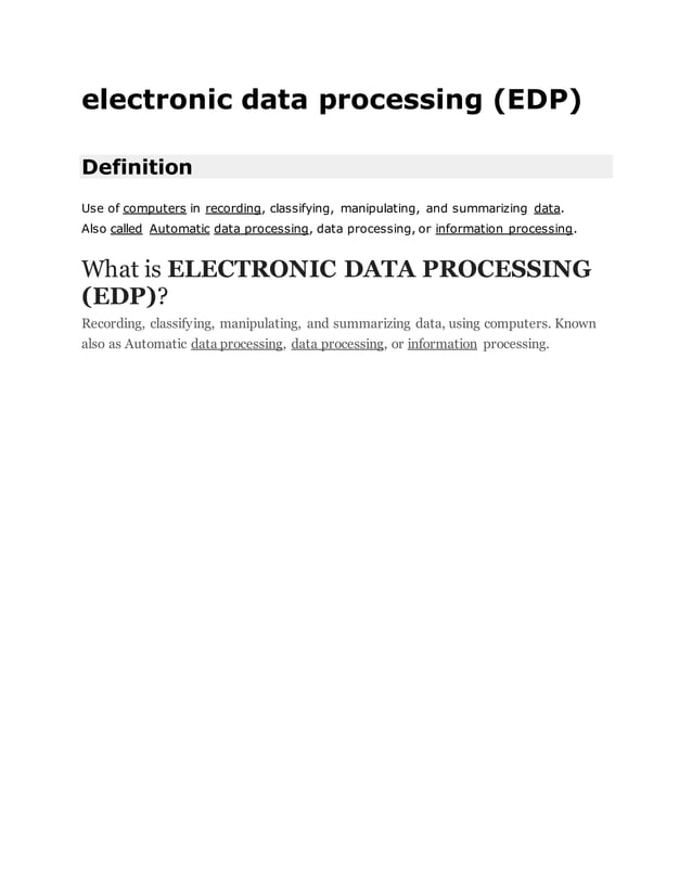Electronic data processing | DOCX | Computing | Technology & Computing