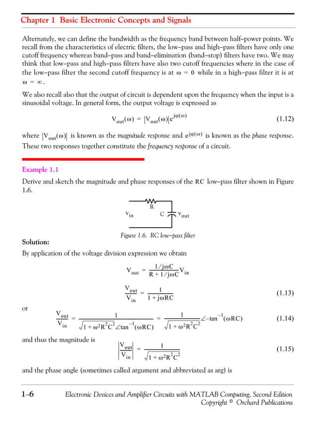 Electronic Devices And Amplifier Circuits With Matlab Computing 2nd