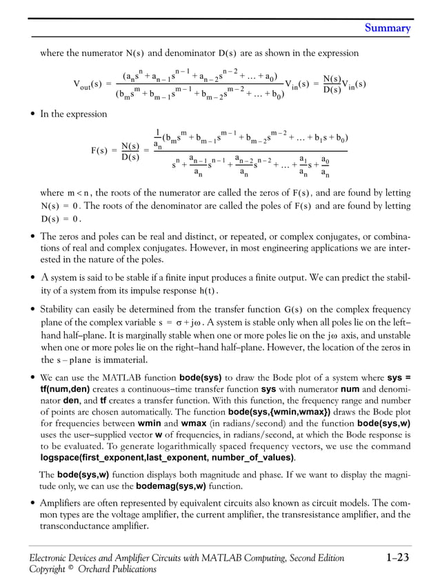 Electronic Devices And Amplifier Circuits With Matlab Computing 2nd