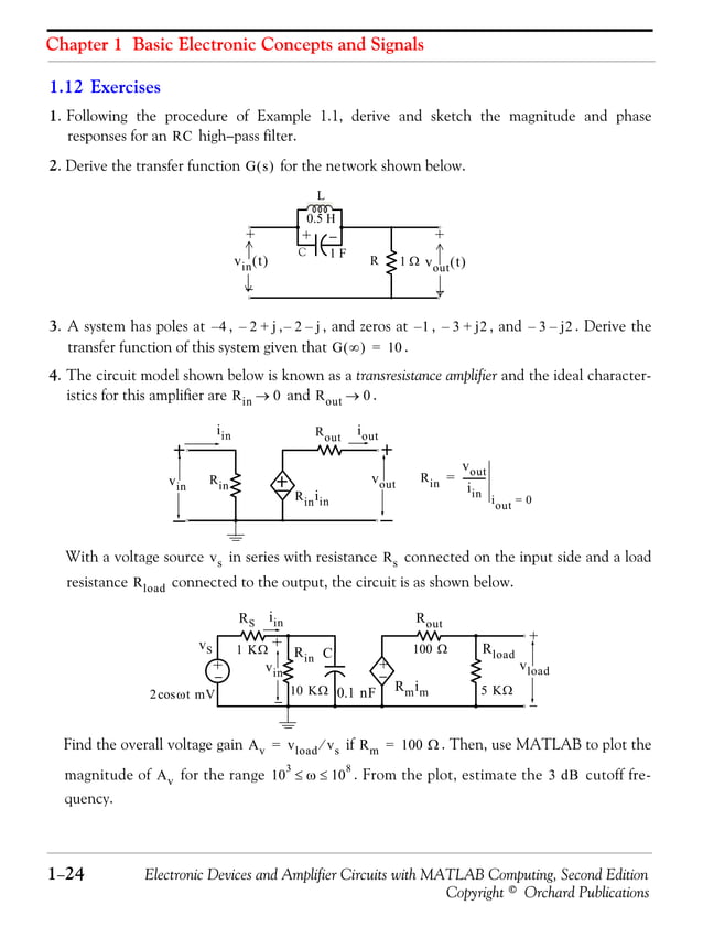 Electronic Devices And Amplifier Circuits With Matlab Computing 2nd