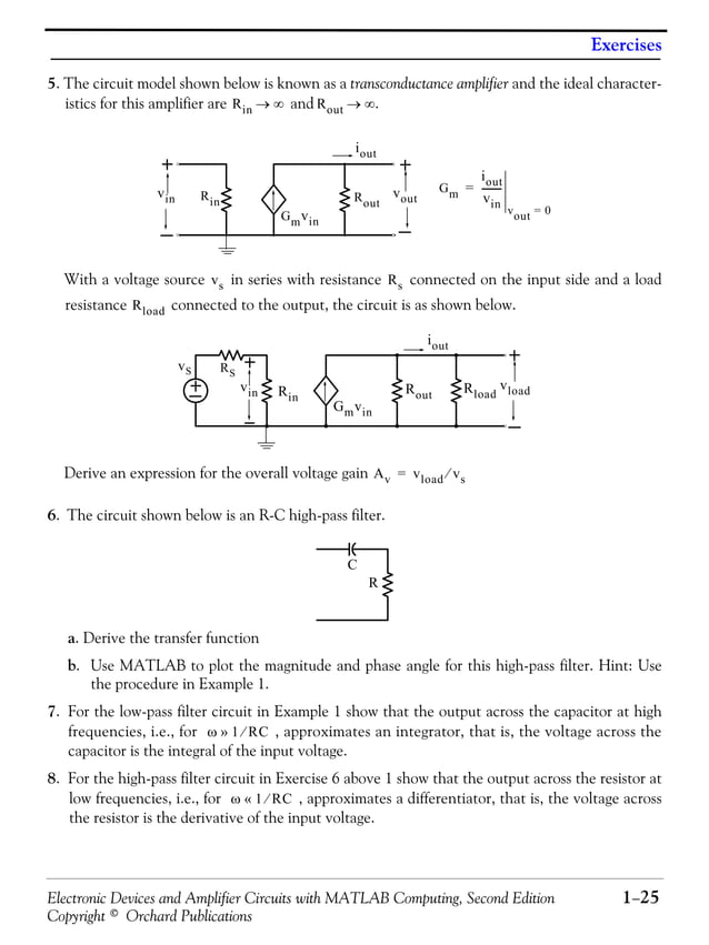 Electronic Devices And Amplifier Circuits With Matlab Computing 2nd