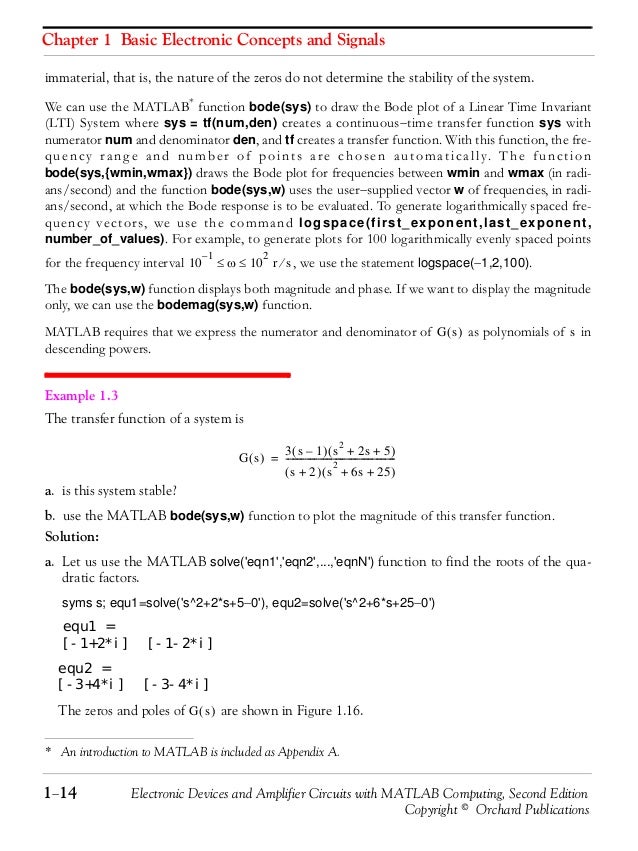 Electronic Devices And Amplifier Circuits With Matlab Computing 2nd