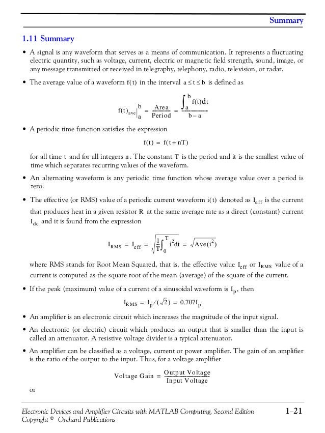 Electronic Devices And Amplifier Circuits With Matlab Computing 2nd