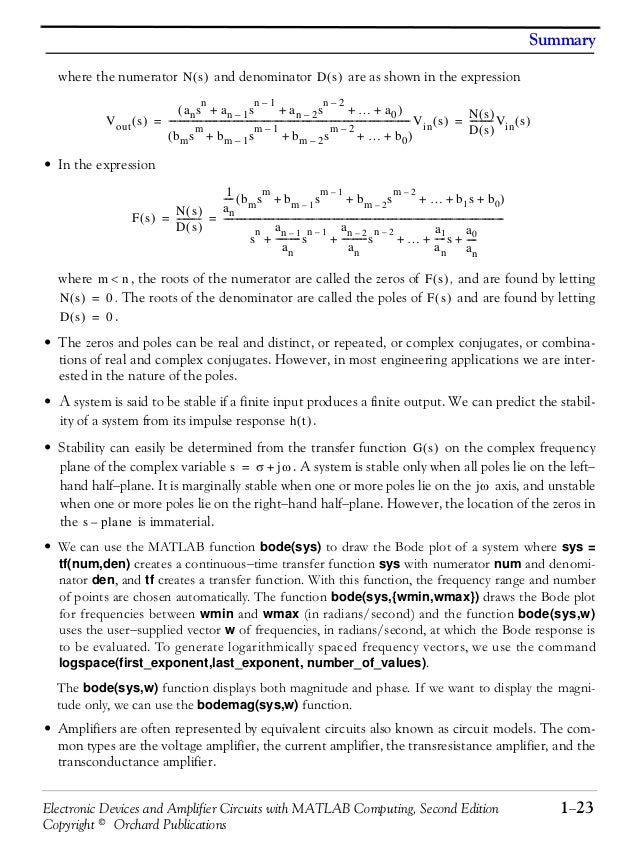 Electronic Devices And Amplifier Circuits With Matlab Computing 2nd