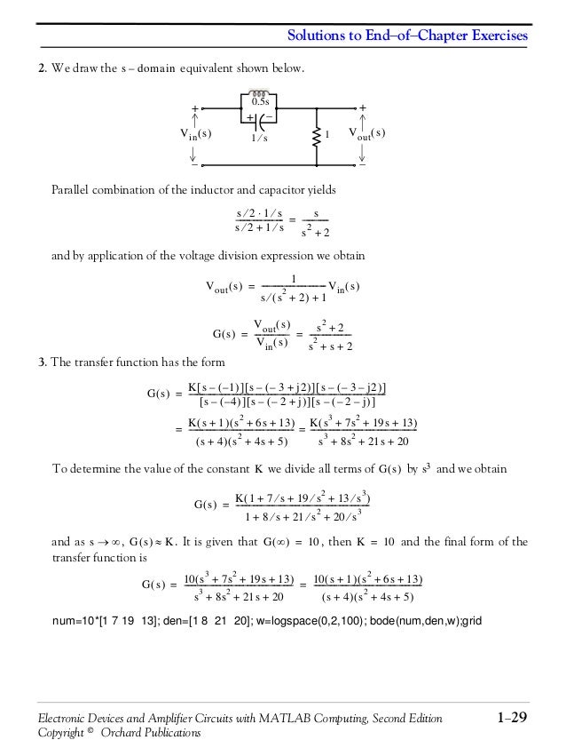 Electronic Devices And Amplifier Circuits With Matlab Computing 2nd