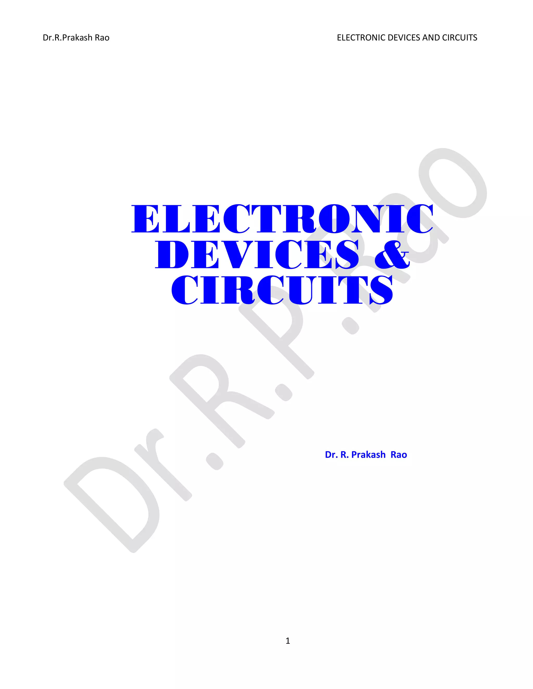 Electronic Devices and Circuits by Dr. R.Prakash Rao | PDF