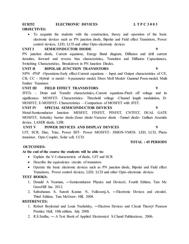 Electronic devices syllabus | DOCX | Consumer Electronics | Technology & Computing