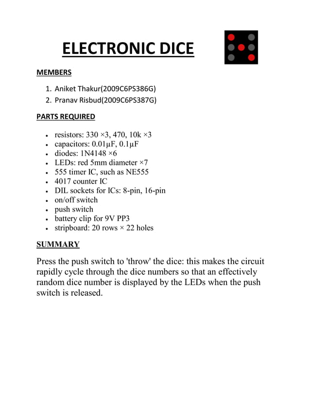 Electronic dice | PDF