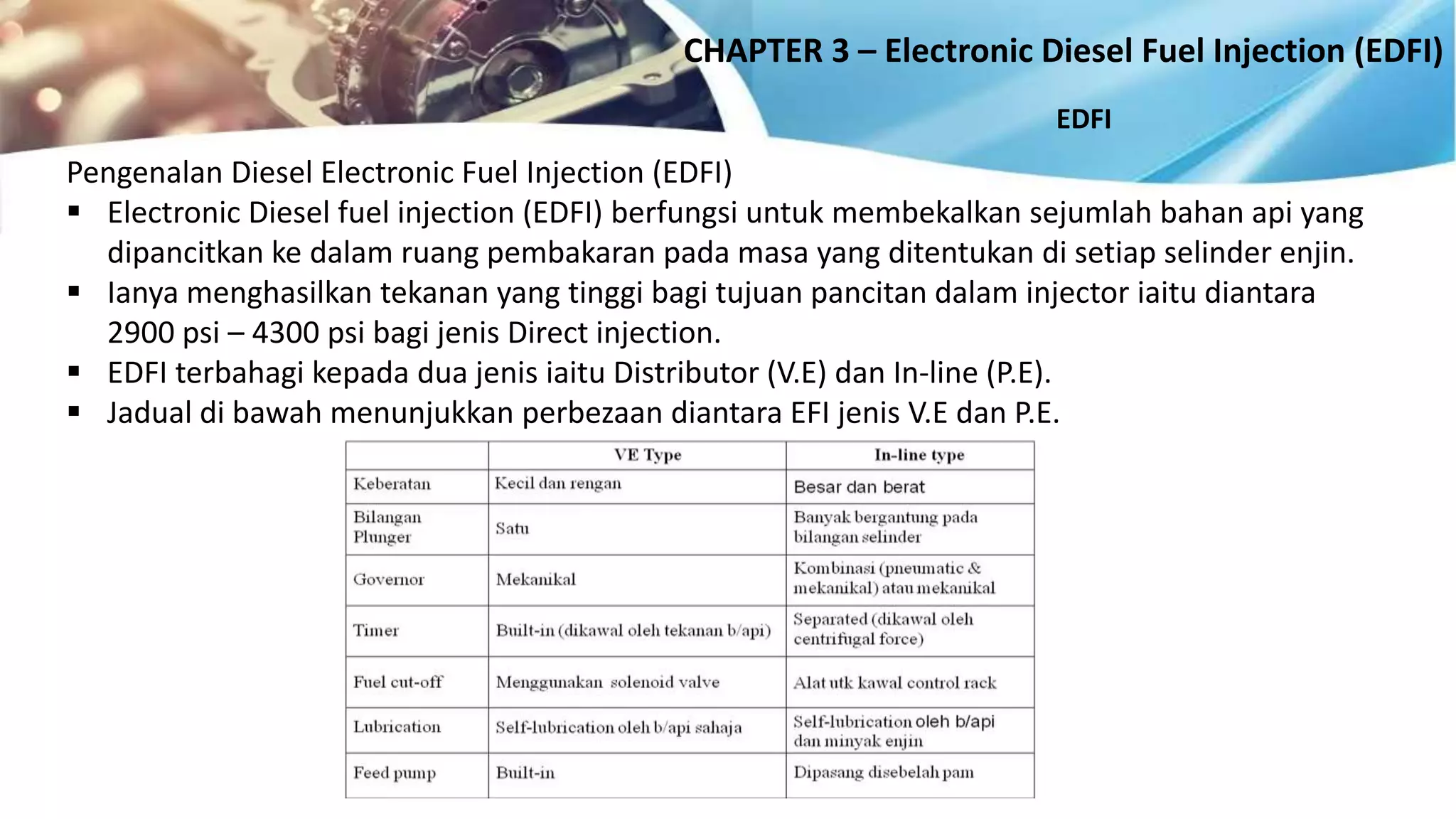 Electronic diesel fuel injection (EDFI) & commonrail engine | PPT