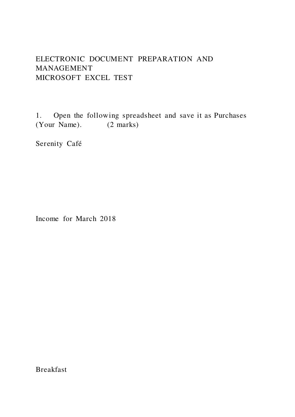 ELECTRONIC DOCUMENT PREPARATION AND MANAGEMENTMICROSOFT EXCEL TE | PDF