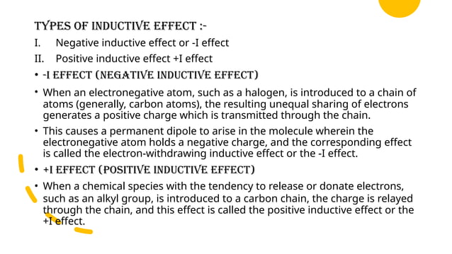 Electronic effect and their applications .pptx | Chemistry | Science