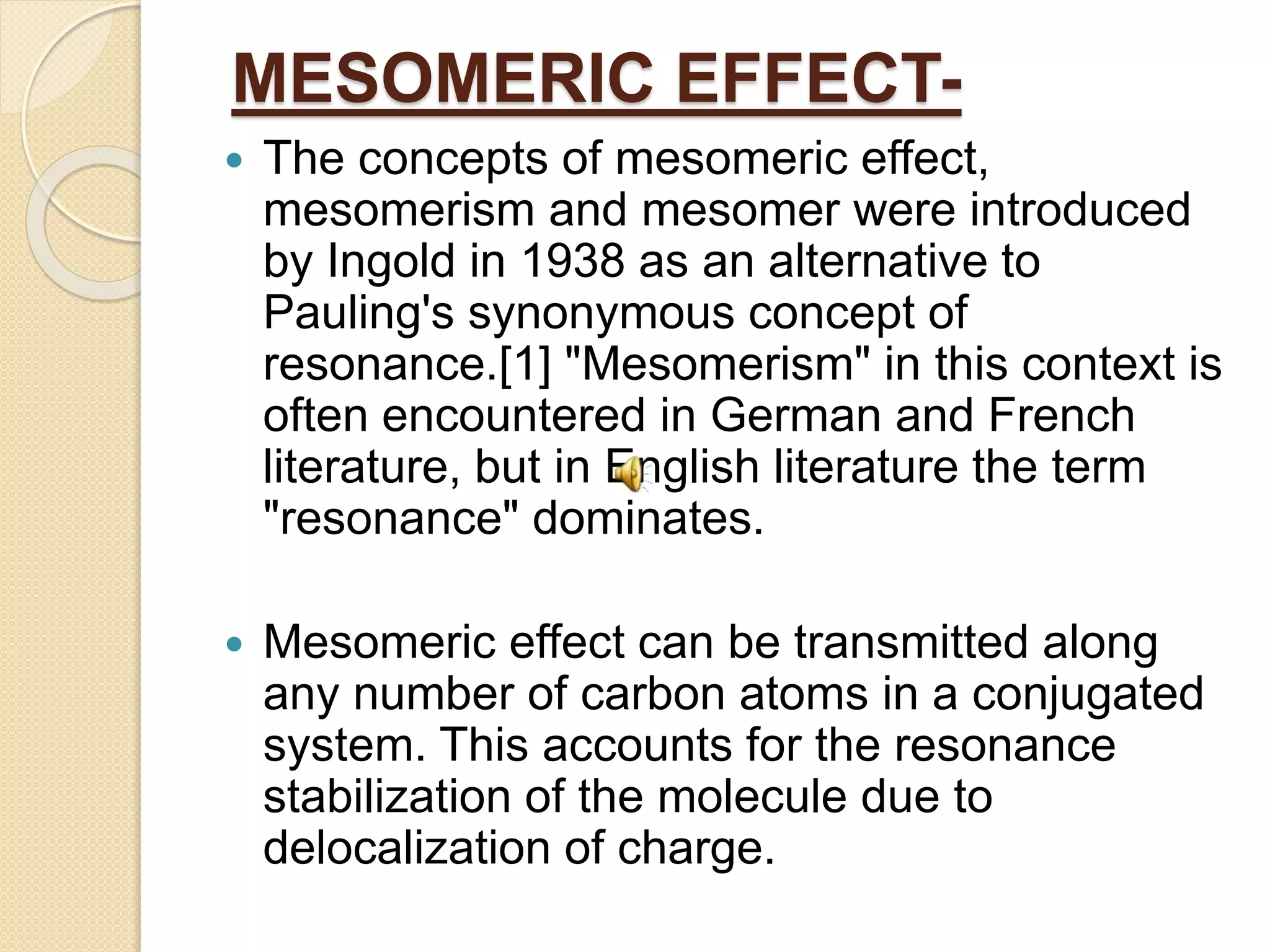 Electronic Effects Inductive Mesomeric Electromeric Pptx Chemistry Science