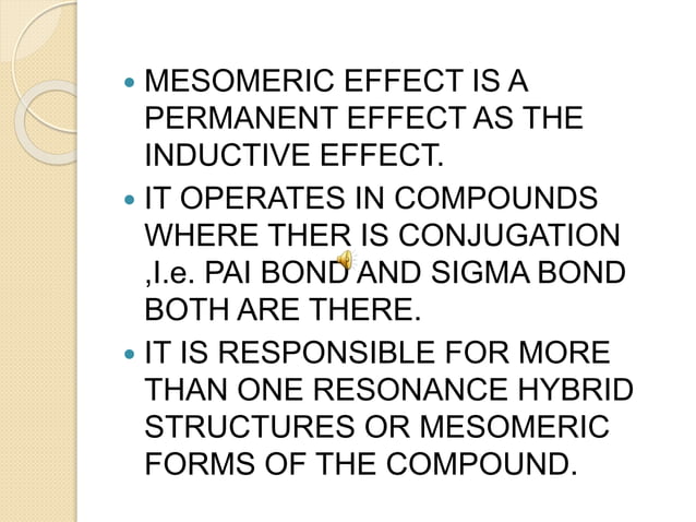 Electronic effects inductive,mesomeric,electromeric | PPTX | Chemistry ...