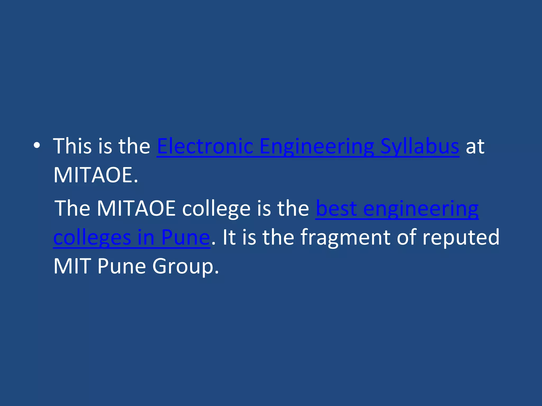 Electronic engineering syllabus at mitaoe | PPTX