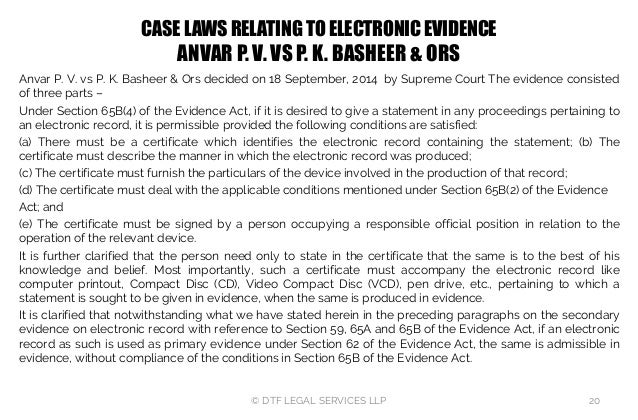 Electronic Evidence & 65b Certificate