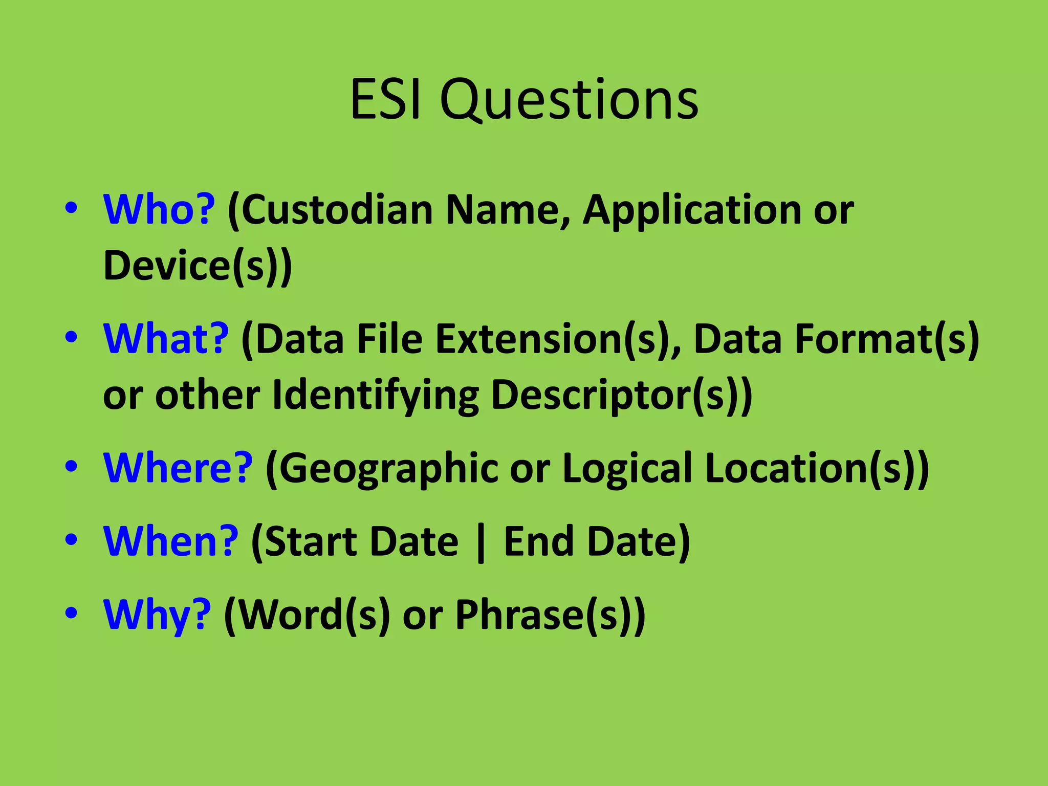 Electronic Evidence Questionnaire | PPT