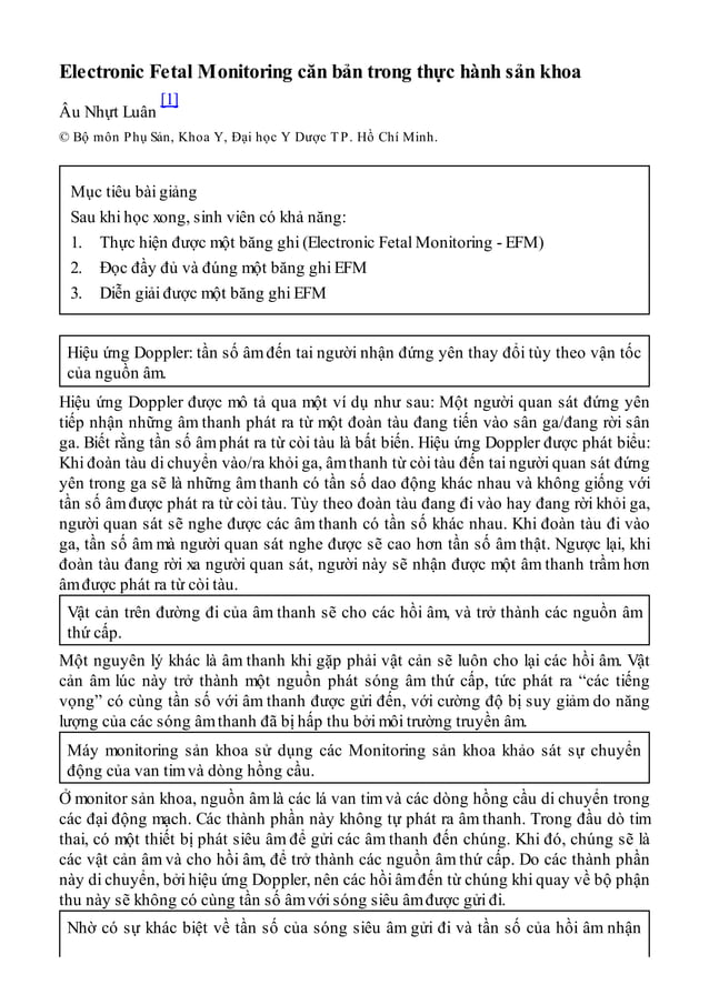 ELECTRONIC FETAL MONITORING ( CTG ) CĂN BẢN TRONG THỰC HÀNH SẢN PHỤ KHOA | PDF