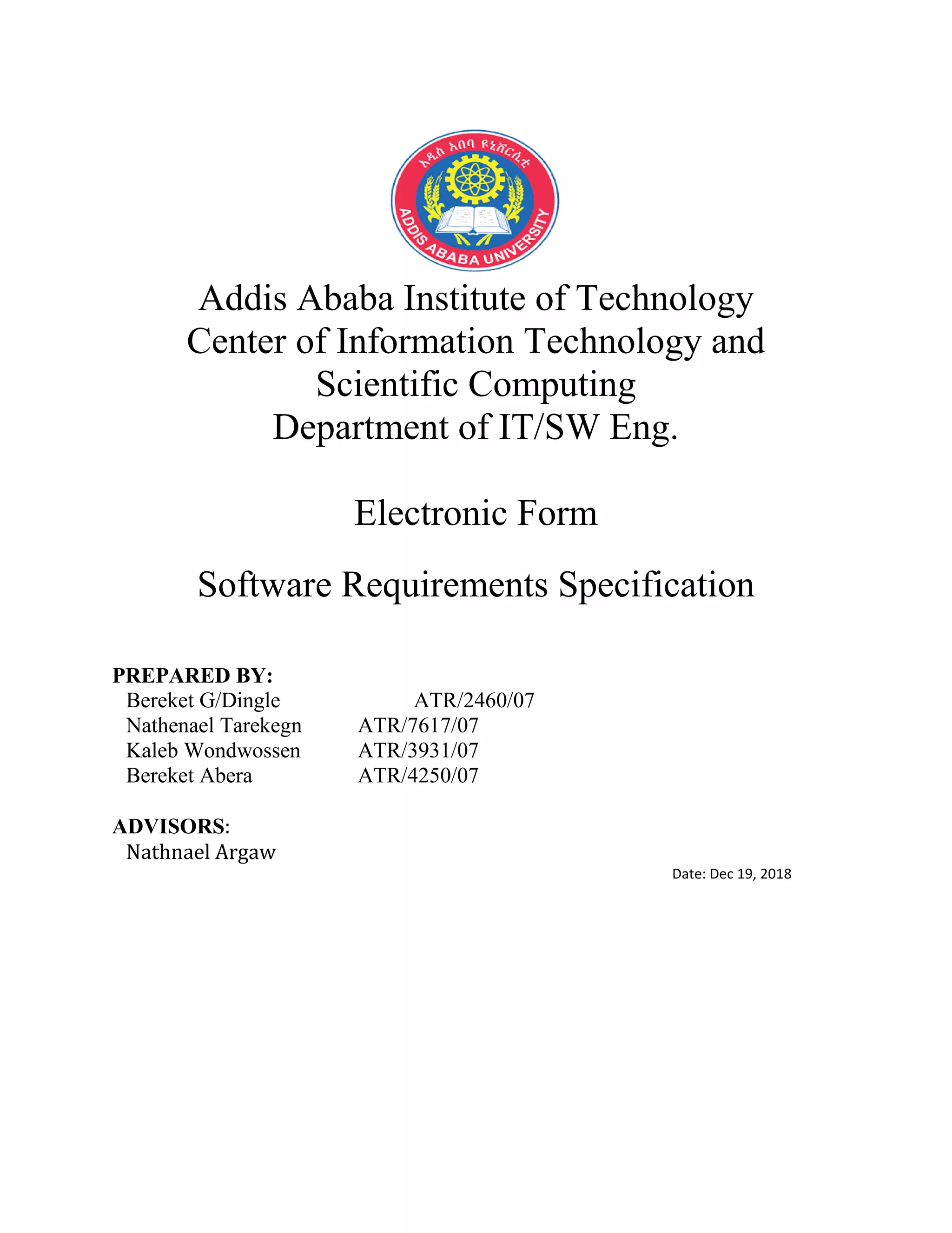 Electronic form srs | PDF