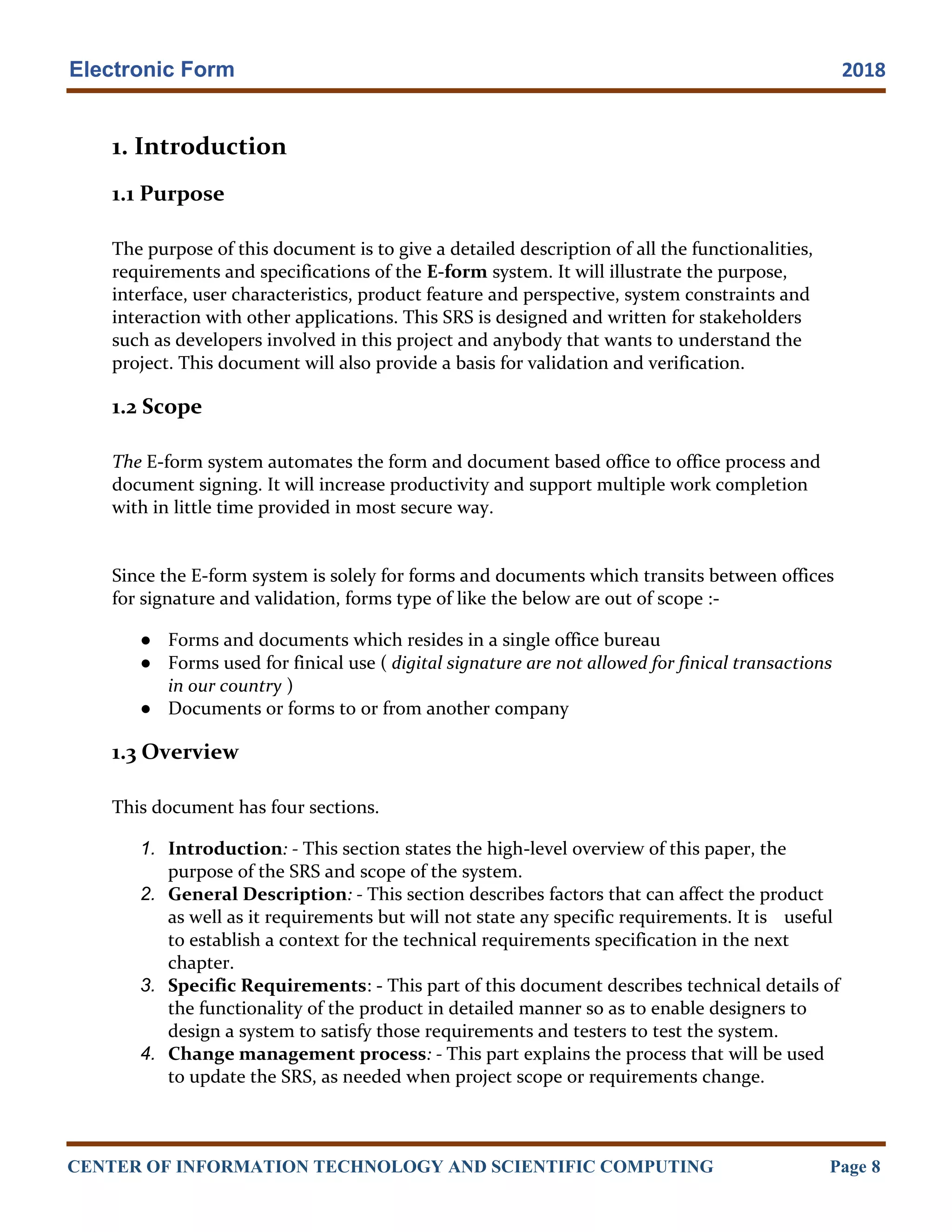 Electronic form srs | PDF