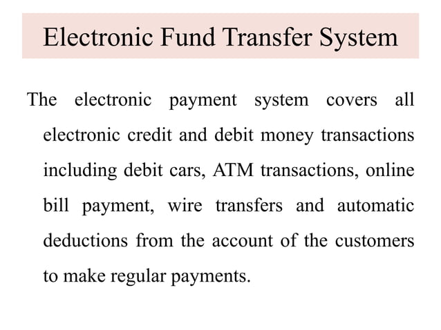 Electronic fund transfer system | PPTX | Credit Cards | Personal Debt
