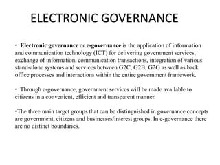 Electronic governance | PPTX | Business | Business and Finance