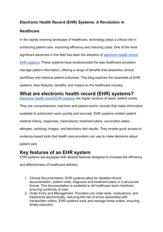 Electronic Health Record (EHR) Systems: A Revolution in Healthcare.docx