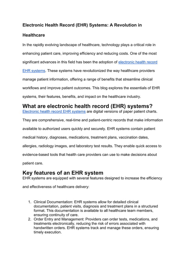 Electronic Health Record (EHR) Systems: A Revolution in Healthcare.docx