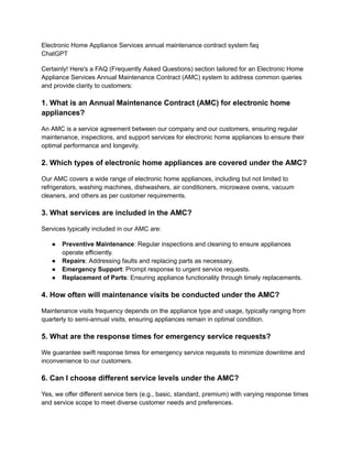 Electronic Home Appliance Services annual maintenance contract system.pdf