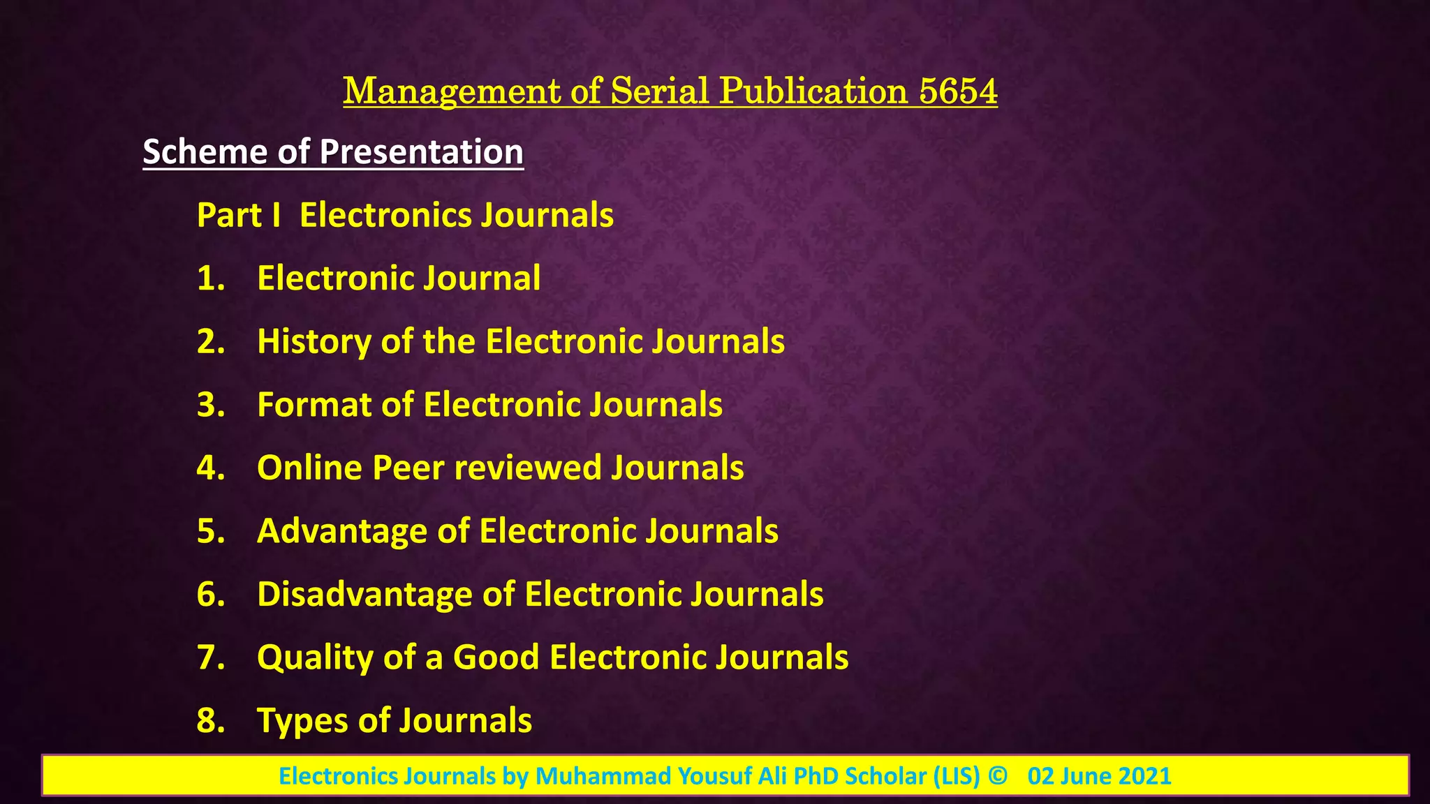 Electronic Journals | PPTX