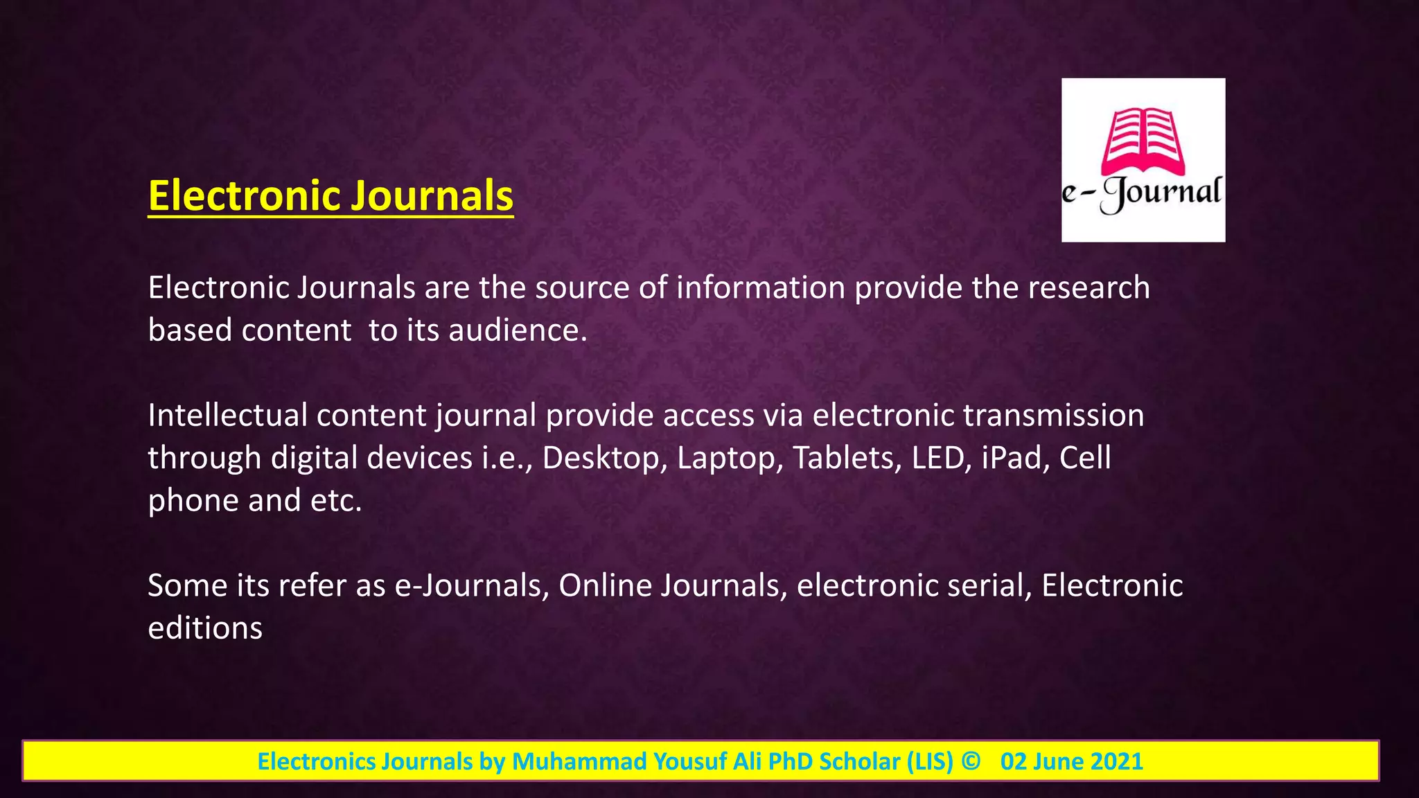 Electronic Journals | PPTX