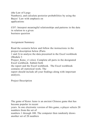 Electronic Keno Project 3 Overview and Rationale.docx