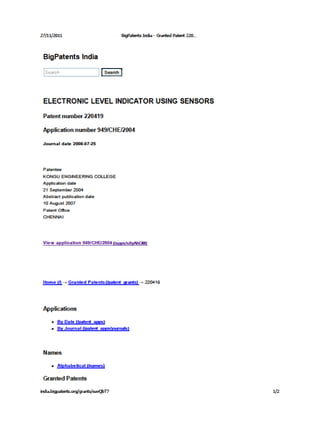 Electronic level indicator using sensors | PPTX