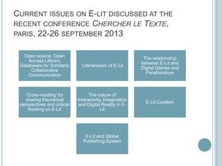 Electronic literature and its place in digital library | PPTX