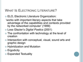 Electronic literature and its place in digital library | PPTX