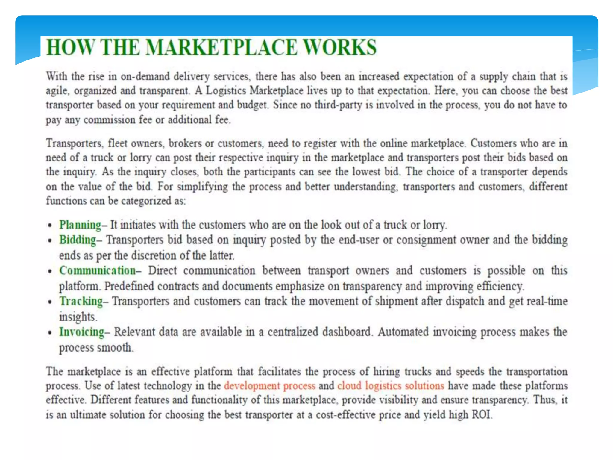 ELECTRONIC LOGISTICS MARKETPLACES (ELM) | PPTX