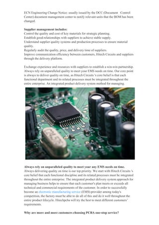 Electronic Manufacturing Services -- Hitech Circuits Co., Limited | PDF